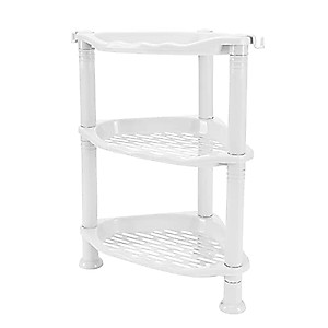 3 Tier Corner Shower Caddy, Rustproof, Plastic Shower Organizer for Bathroom, Bathtub, Shower pan, Bath Accessories Shower Caddies, 13.5 x 10 x 18 Inches, White (White 3 Tier Triangle)