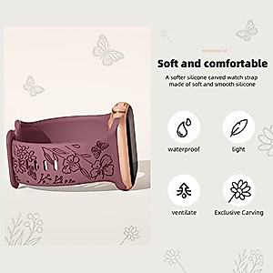 3 Pack Floral Engraved Bands Compatible with Apple Watch Band 40mm 41mm 38mm 42mm 44mm 45mm 49mm Women,Soft Silicone Cute Wildflowers Sport Laser Strap for iWatch Bands Series Ultra SE 8 6 5 4 3 2 1