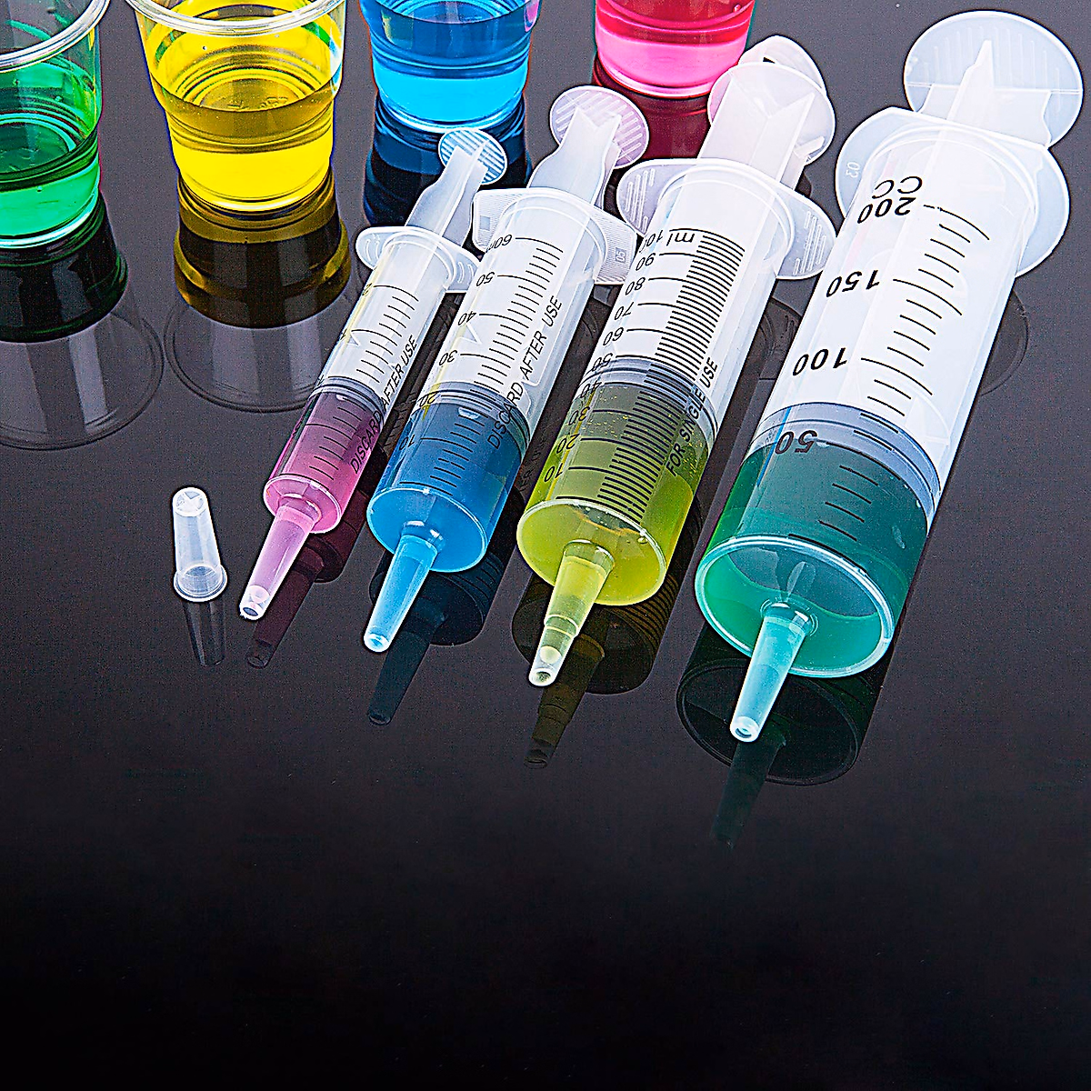 10 pack 30ml Syringes luer lock with Caps, Plastic Syringe for Scientific Labs and liquid Dispensing Metric Multiple Uses