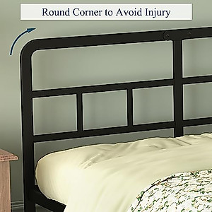 Richwanone Full Size Bed Frame with Headboard and Footboard, 14 inch Metal Platform with Steel Slat Support, No Box Spring Needed, Easy Assembly, Black