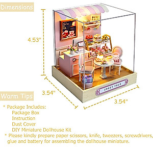 TuKIIE DIY Miniature Dollhouse Kit with Furniture, 1:24 Scale Creative Room Mini Wooden Doll House Plus Dust Proof for Kids Teens Adults(Sweet Talk)