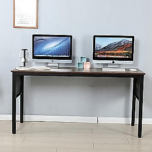 Kindmin Study Computer Desk 55/63 inch Home Office Writing Small Desk, Modern Simple Style PC Table with Freely Adjustable Hook-Type Metal Perforated Side Panels (55in-Black)