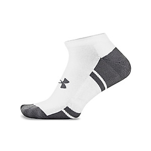 Under Armour Adult Resistor 3.0 No Show Socks, Multipairs , White/Graphite (6-Pairs) , X-Large