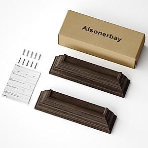 Alsonerbay Floating Shelves, Wood Shelves Rustic Shelves for Wall Storage, Wall Mounted Shelves for Bedroom Living Room Bathroom, 17 Inch 2 Pack (Dark Brown)