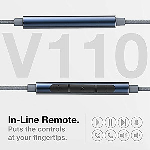 Thore iPhone Earphones (Apple MFi Certified) V110 in Ear Braided Wired Lightning Earbuds (Sweat/Water Resistant) Headphones with Mic/Volume Remote for iPhone 14/13/12/11/Pro Max/XR- Blue