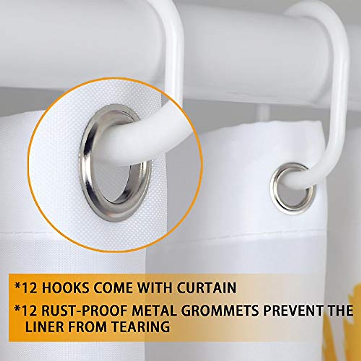 APEIHVG Fashion 4 Pcs Shower Curtain Sets Non-Slip Rugs, Toilet Lid Cover Contour Mat and Bath Mat Waterproof Bath Curtain with 12 Hooks Shark Mouth Teeth Bathroom Decor Set