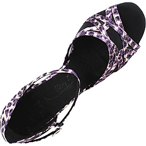 Women's Ballroom Dance Shoes Tango Wedding Salsa Dance Shoes Purple Leopard & Black Mesh Sera1398EB Comfortable - Very Fine 2.5" Heel 7.5 M US [Bundle of 5]