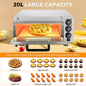 BEAMNOVA Electric Commercial Pizza Oven Countertop,1900W Adjustable Temperature Pizza Oven with 12 Inch Pizza Pan and Pizza Stone for Restaurant Home Pretzels Baked…