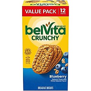 belVita Blueberry Breakfast Biscuits, Value Pack, 12 Packs (4 Biscuits Per Pack)