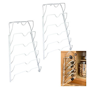 Evelots 6 Pot Lid Organizer for Cabinet or Pantry Wall - Cupboard Door Pots and Pans Organizer - Glass or Metal Pan Covers Cabinet Organizer - Rack Hanger Dividers - Set of 2