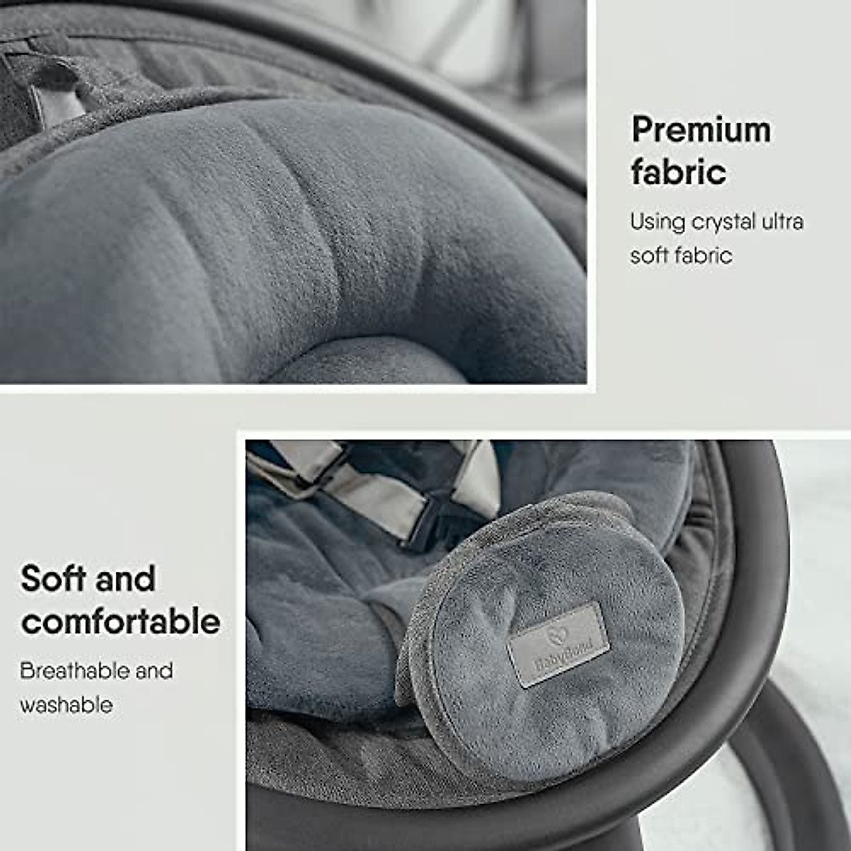 BabyBond Baby Swings for Infants, Bluetooth Infant Swing with Music Speaker with 3 Seat Positions, 5 Point Harness Belt, 5 Speeds and Remote Control - Portable Baby Swing for Indoor and Outdoor