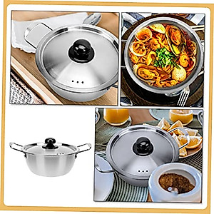 DOITOOL Instant Noodle Pot Chinese Steamer Basket Ramen Pot with Lid Korean Pots for Cooking Food Serving Pot Dumpling Steamer Stainless Steel Wok Pan Stainless Steel Stockpot Noodles Pot