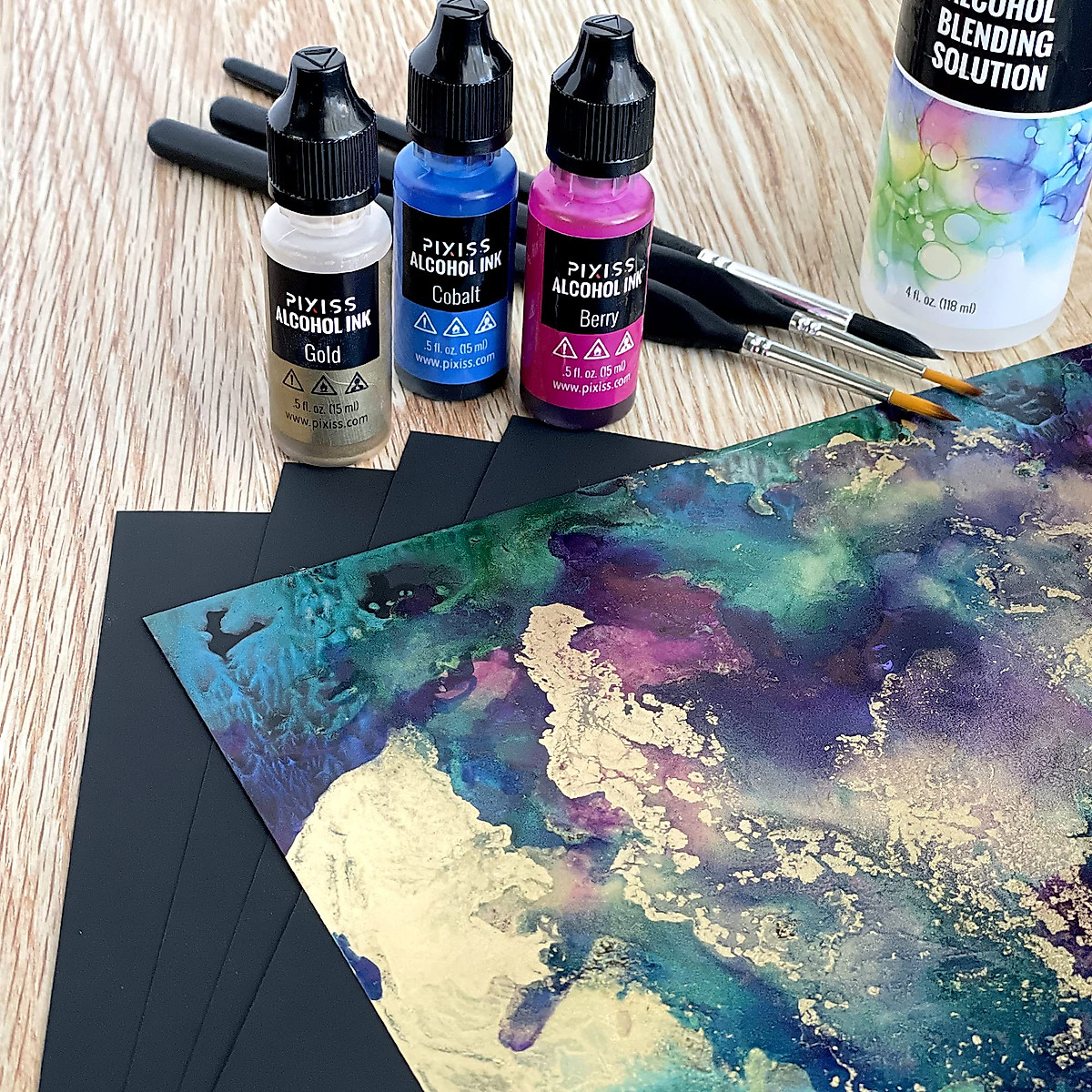 Black Alcohol Ink Paper - 25 Sheets Pixiss Heavy Weight Art Paper for Alcohol Ink & Watercolor - Extra Smooth Synthetic Paper A4 8x12 inches, 300gsm