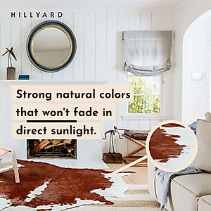 Hillyard Cowhide Rug Brown and White Real Handcrafted Grade A Natural Cowhide Rug - Sustainably Sourced and Lasts Longer - Extra Large Cut 7.5 x 6.5 ft