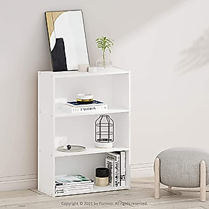 Furinno Pasir 3-Tier Open Shelf Bookcase, Plain White