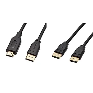 AmazonBasics Uni-Directional DisplayPort to HDMI Display Cable - 6 Feet & DisplayPort to DisplayPort HD Display Cable - 6 Feet