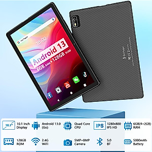 Hot Pepper Android Tablet 10 inch,Quad Core Android 13 Tablet,6GB RAM 128GB ROM 10.1 inch Tablet with 1280 * 800 HD Screen,5000mAh,WiFi 6,10.1 inch Android Tablet