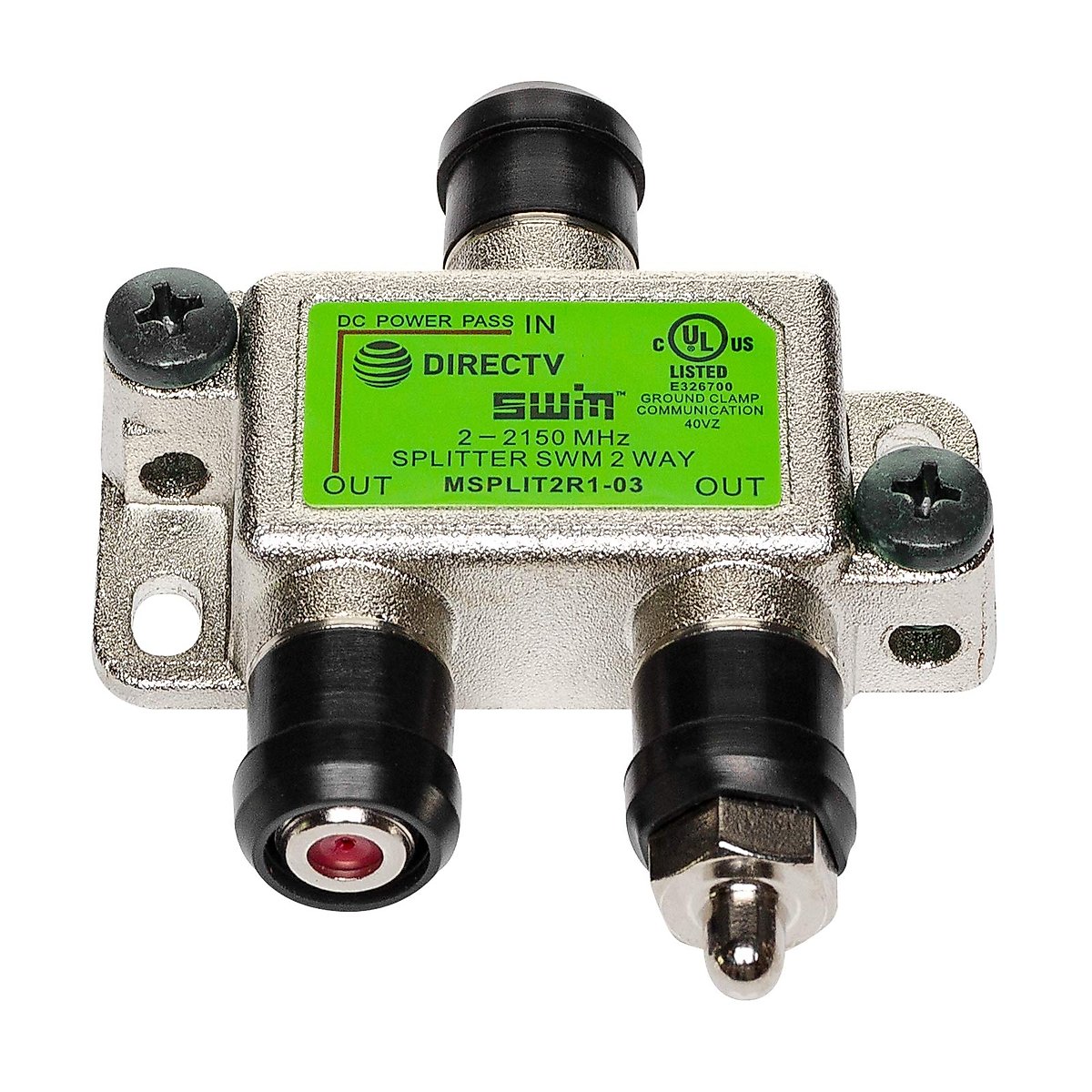 Directv [mrv] SWM 2 Way Splitter 2-2150 Mhz 1 Port Power Passing Weather Se [msplit2]