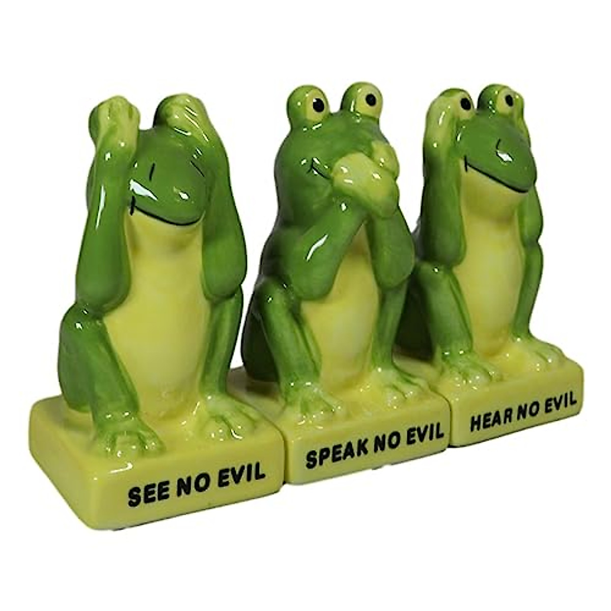 Ebros Gift See Hear Speak No Evil Pond Green Frogs Trio Toothpick Holder Salt And Pepper Shakers Set Frog Toad Amphibian Figurines Kitchen Bar And Dining Table Decorative Collectibles