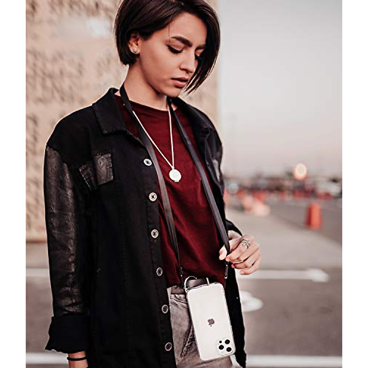 Ringke Air Shoulder Strap Compatible with iPhone 12 Pro Max Case, Crossbody Necklace Lanyard with Clear TPU Silicone Phone Cover for 6.7-inch (2020) - Clear