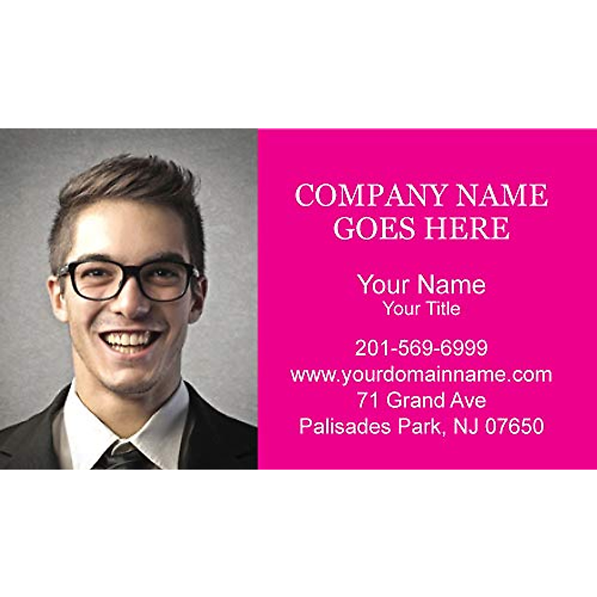 Custom Business Card with Picture or Logo, 2sides Printing, 500pcs on Heavy paper, 16pt cover (129 lbs. 350gsm-Thick paper), No additional charge for Matte or Glossy Finishing (Matte Finishing, Pink)