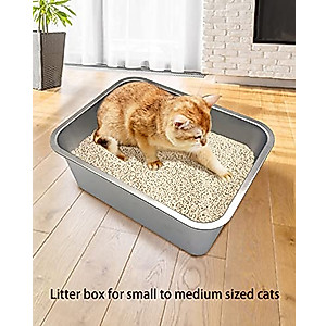 VCEPJH 2 Pcs Stainless Steel Litter Box for Cats Metal Litter Pan with High Sides Odor Control Non Stick Easy to Clean Rustproof (15.7'' x 11.8'' x 5.9'')