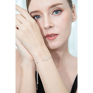 B. BRILLIANT Sterling Silver Letter Alphabet Name Personalized 925 Silver Adjustable C Initial Bracelet