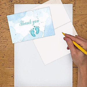 Topabel Baby Shower Thank You Cards with Envelopes 4x6 Inch Baby Boy Shower Birthday Supplies Gratitude Cards for Guests,30 Pcs
