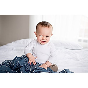 Copper Pearl Large Premium Knit Baby Swaddle Receiving Blanket Navy and White Triangles North