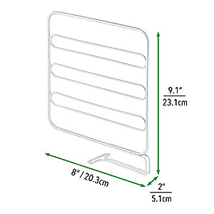 mDesign Versatile Metal Wire Closet Shelf Divider and Separator for Storage and Organization in Bedroom, Bathroom, Kitchen and Office Shelves - Easy Install, 8 Pack - White