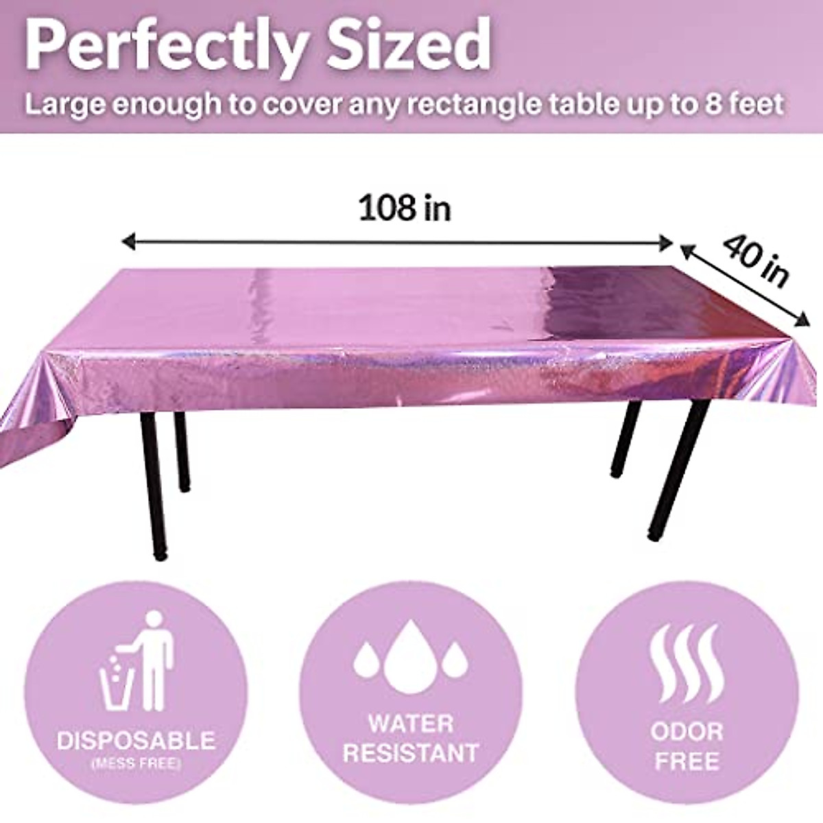 Plastic Disposable Tablecloth - 2-Pack Purple Tablecloth Disposable Purple Plastic Table Cloth - 40" x 108" Purple Plastic Table Cloths for Parties Disposable - Pink & Purple Disposable Tablecloths