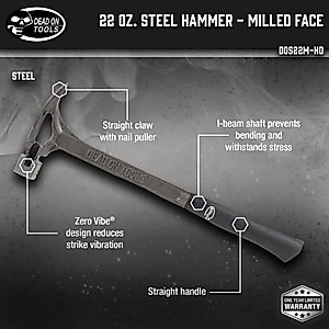 Dead On Tools - Steel Hammer (Milled Face, 22 oz.) (DOS22M-HD)