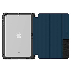 OtterBox SYMMETRY FOLIO SERIES Case for iPad 7th, 8th & 9th Gen (10.2" Display - 2019, 2020 & 2021 version) - COASTAL EVENING (CLEAR/BLACK/BLAZER BLUE), Magnetic Sleep/Wake Cover