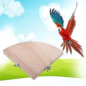 Fdit Bird Wooden Stand Platform Fan Shaped Design for Parrot Cockatiel Parakeet