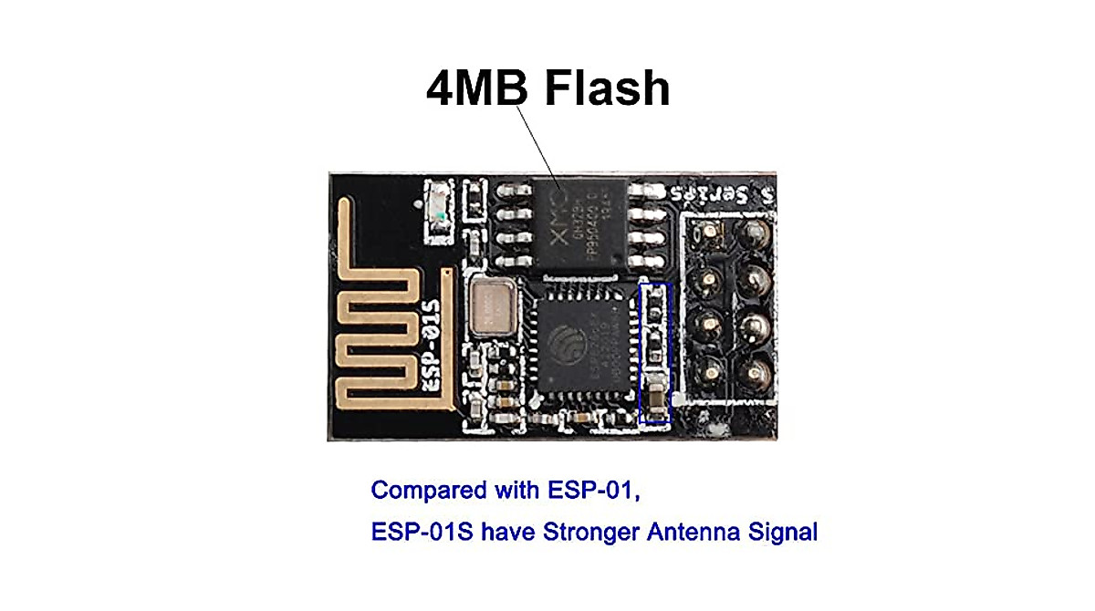 DIYmall ESP8266 ESP-01S WiFi Serial Transceiver Module with 4MB Flash ...