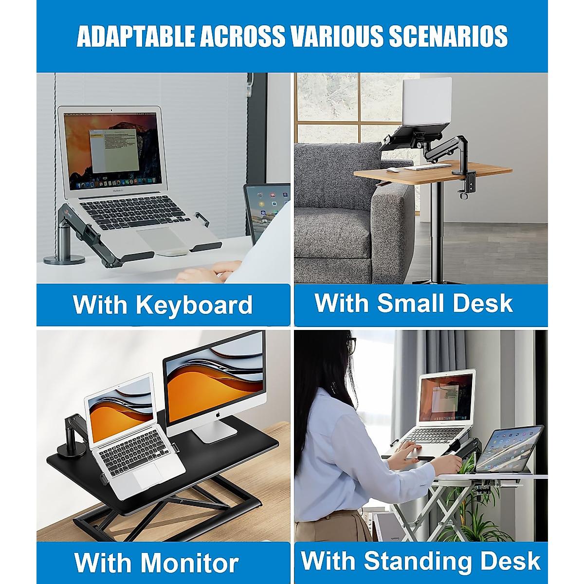 MPK Laptop arm Mount for Desk, Single Gas Spring Laptop Arm Desk Stand/Holder,Extra Laptop Tray Fits 12-17" Laptops/Notebook