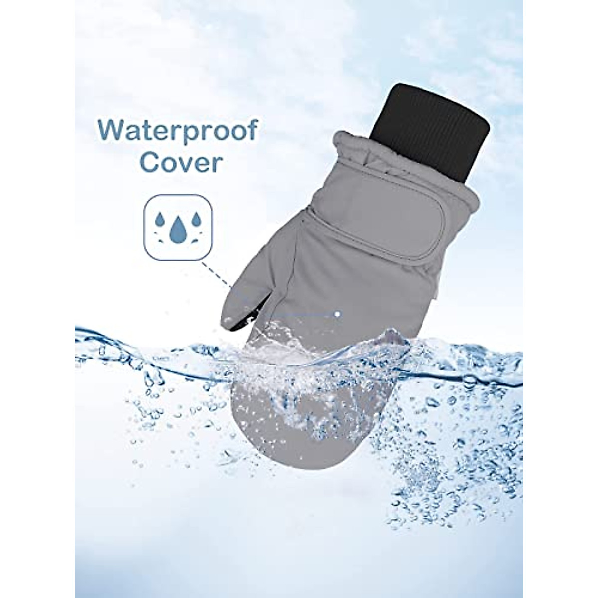 Toddlers Mittens Kids Winter Snow Waterproof Mitten Unisex Baby Lined Fleece Warm Skiing Gloves for Baby Boy Girl Black 1-2 Years