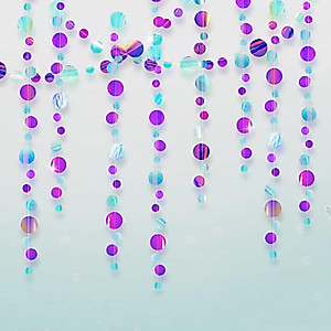 Cheerland Iridescent Mermaid Party Decorations Rose Purple Bubble Garland Hanging Streamer Backdrop Under The Sea Birthday Party Girls Bday Decor Bridal Baby Shower Party Supplies