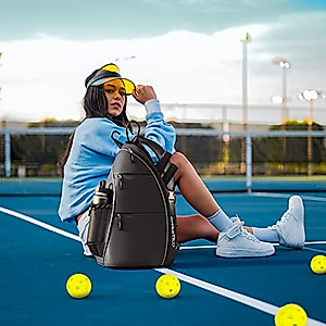 Athletico Sling Bag - Crossbody Backpack for Pickleball, Tennis, Racketball, and Travel for Men and Women (Black)