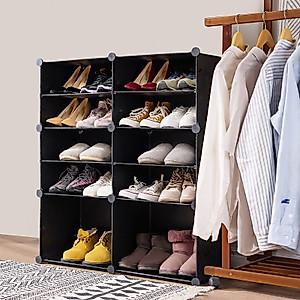 YOUDENOVA Shoe organizer Cabinet,24 Pair shoe rack organizer closet, DIY Narrow Standing Stackable Space Saver Shoe Cabinet with Doors