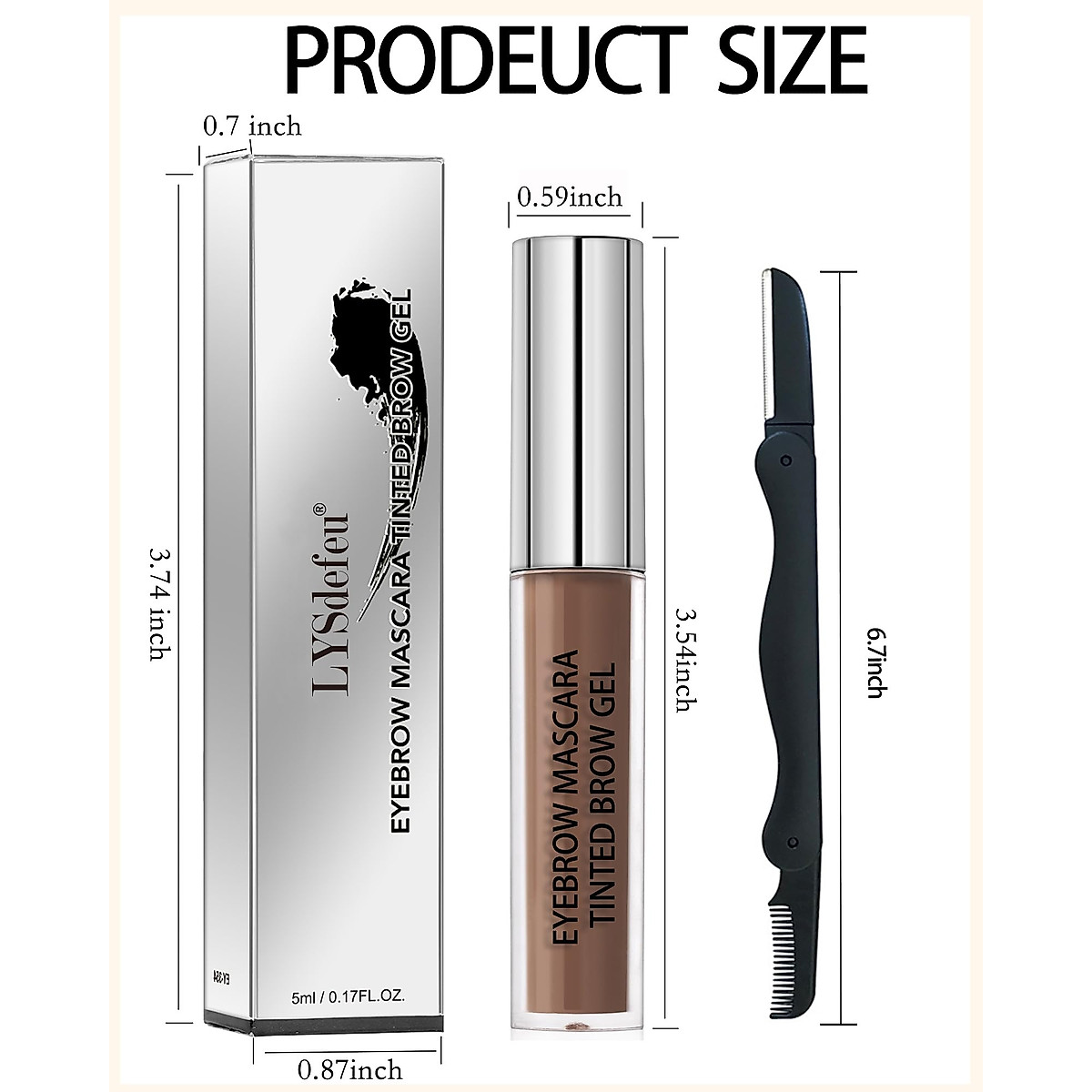 Waterproof Tinted Brow Gel-Long Lasting SmudgeProof Liquid Eyebrow Makeup,Eyebrow Mascara Tinted Brow Glue,Brow Filler Tint,Volumizing Enhance Brow Mascara,With Brow Razor Brush for Women-04Dark Brown