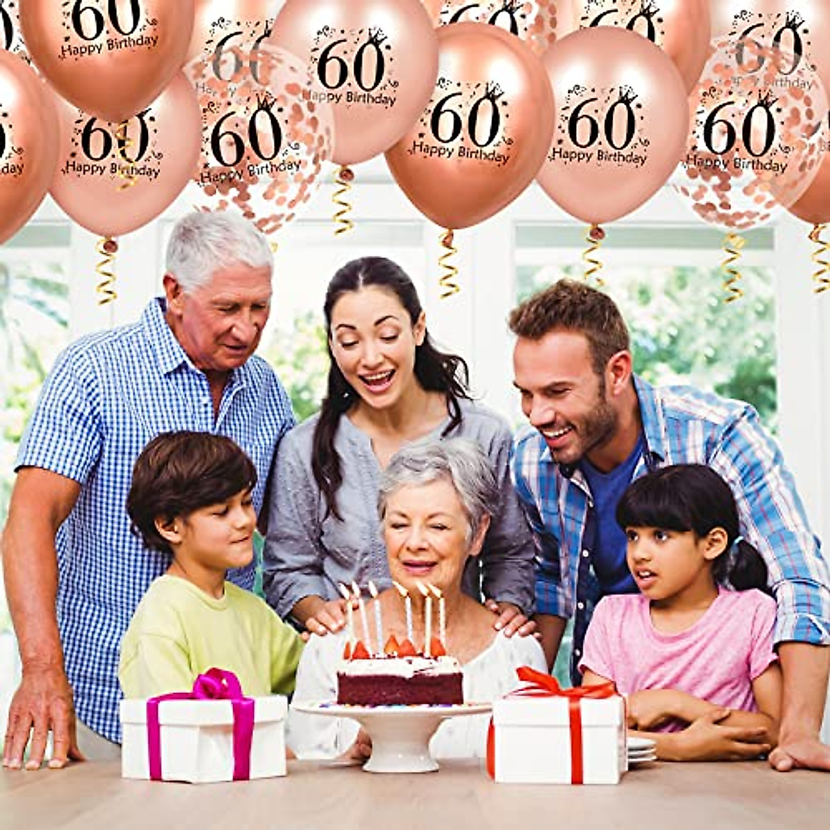 60th Birthday Balloons 18 Pcs Rose Gold Happy 60th Birthday Latex Balloons Confetti Balloons Rose Gold 60th Birthday Party Decorations for Women Men 60th Birthday Anniversary Decor Supplies 12 inch