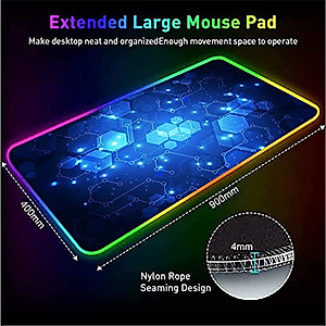 Gaming Mouse Pads Hexagon Shaped Large RGB Mouse Pad Gamer Computer Desk Mat Gaming Accessories Extended Led Keyboard Pad with Lock Edge 60X120Cm/Xxxl