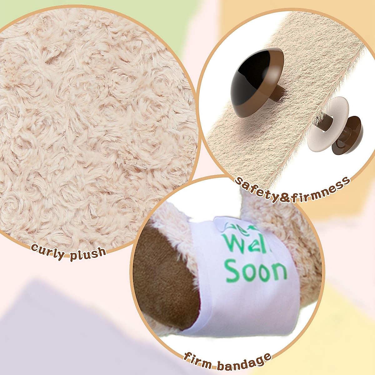 Muiteiur Get Well Soon Teddy Bear Stuffed Animal Get Well Soon Gifts for Kids Adult After Surgery Broken Leg Teddy Bear Feel Better Bear,Brown