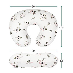 TILLYOU Nursing Pillow Cover - Egypt Cotton Care for Baby Boy Girl,Breathable Nursing Slipcover,Feeding Position Support