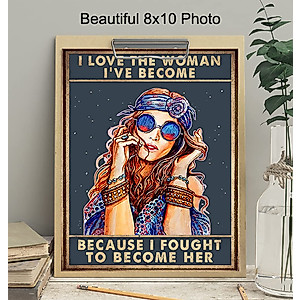 Inspirational Motivational Poster Wall Art & Decor - 8x10 Boho Wall Decor - Hippie Room Decor - Positive Quotes Sayings - Encouragement Gifts for Women - Bohemian Girls Bedroom Living Room Home Office