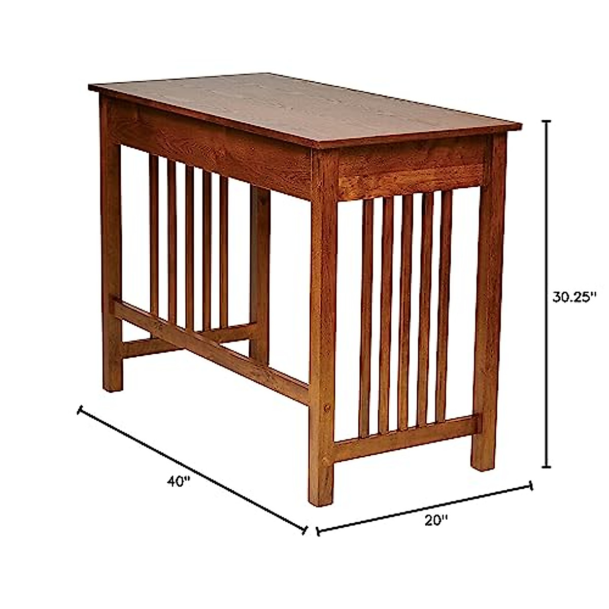 OSP Home Furnishings Sierra Writing Desk with Pull-Out Drawer and Mission Style Side Panels, Ash Brown