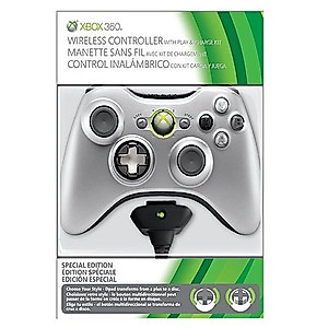 Xbox 360 Silver Controller and Play & Charge Kit