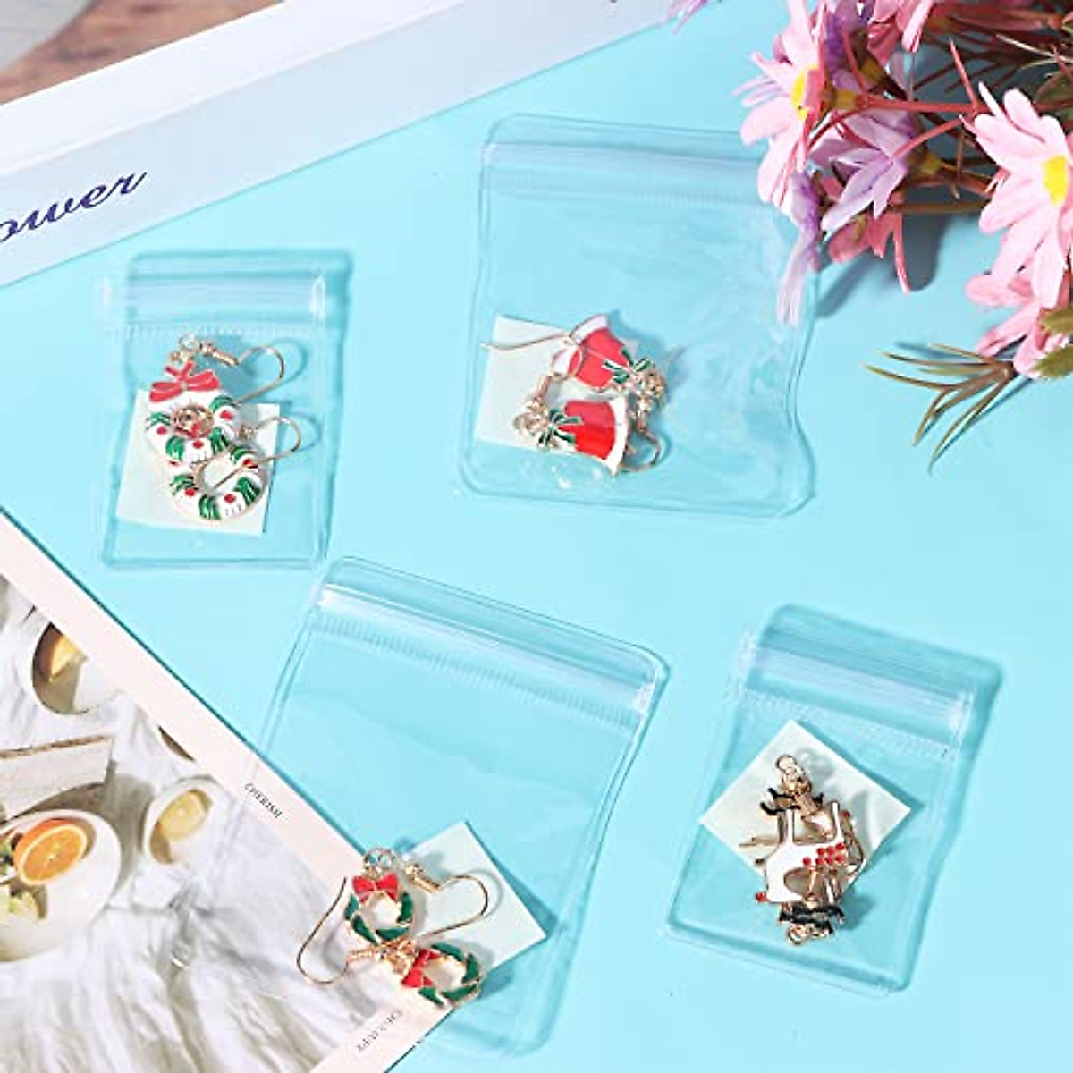 Haiabei 100 Pieces Jewelry Bag Self Seal Plastic Zipper Bag Clear PVC Rings Earrings Packing Storage Pouch Jewelry Transparent Lock Bags for Holding Jewelries Jewelry Anti Oxidation Lock Pouch Set