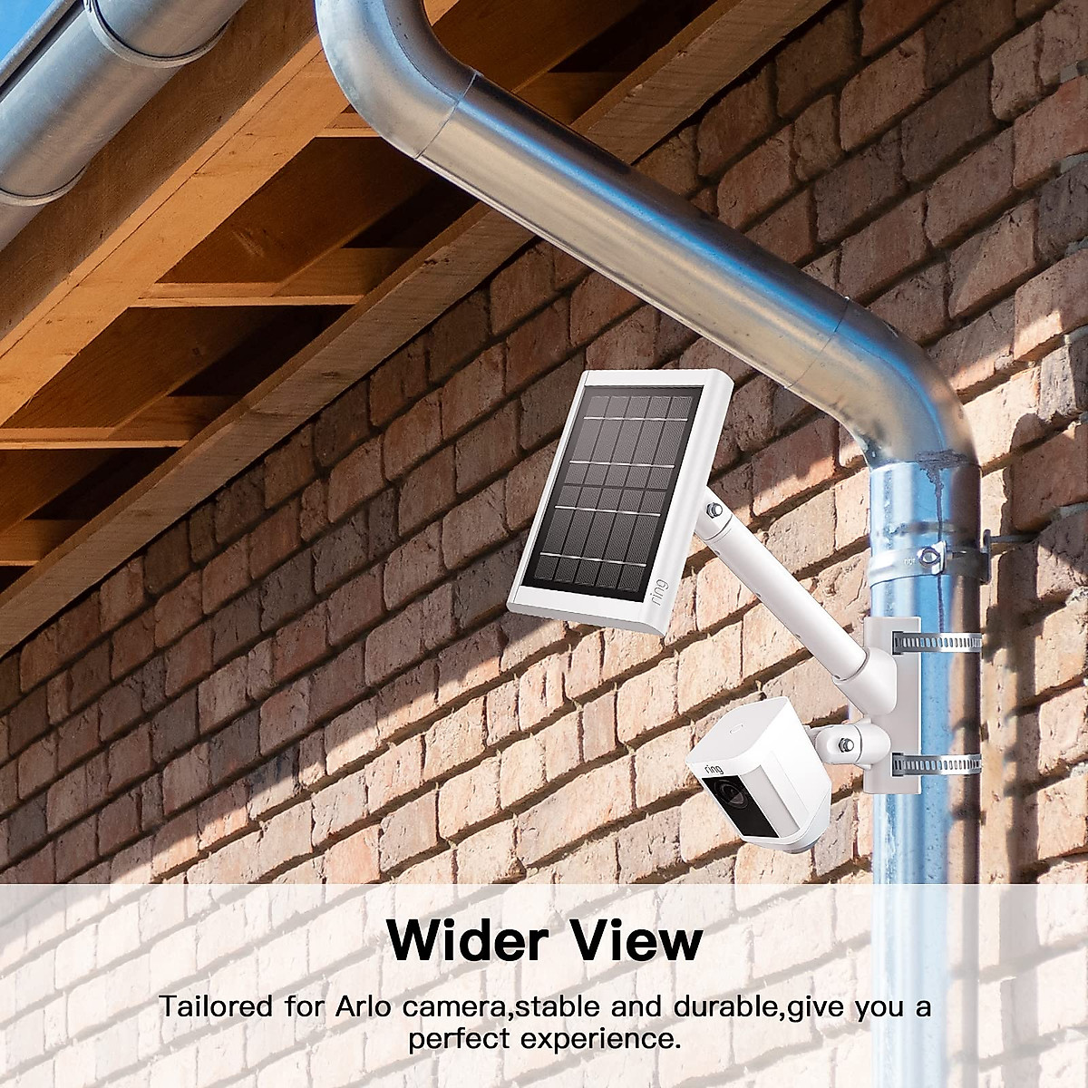 2-in-1 Pole Mounting Bracket for Stick Up Cam ProSolar Panel, Spotlight Cam Battery and Stick Up Cam Battery Outdoor Mount Accessories for Ring Solar Panel (White, not Apply to Spotlight Cam Pro/Plus)